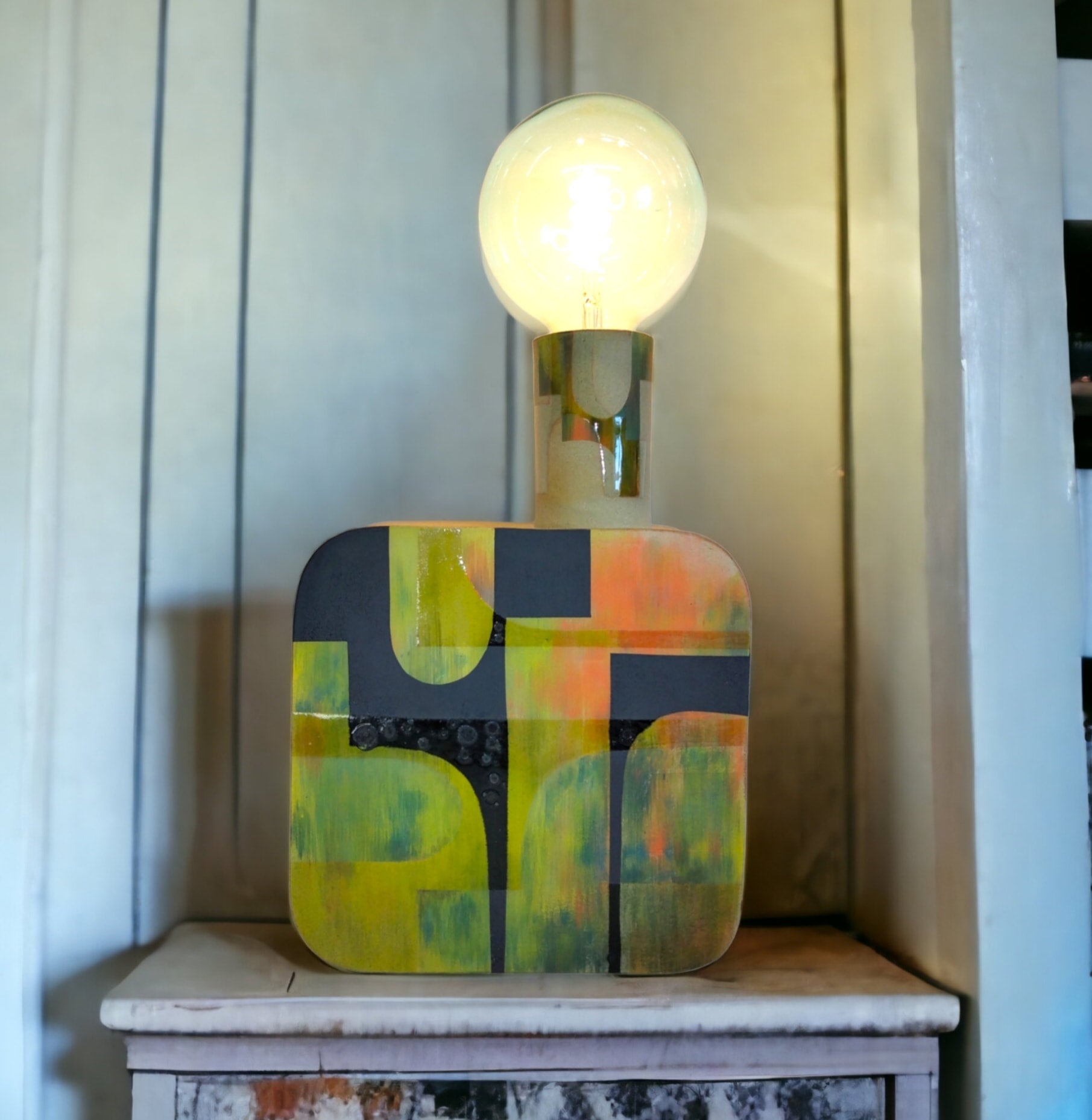 Unique handmade retro style stoneware lamp | Lux Pottery